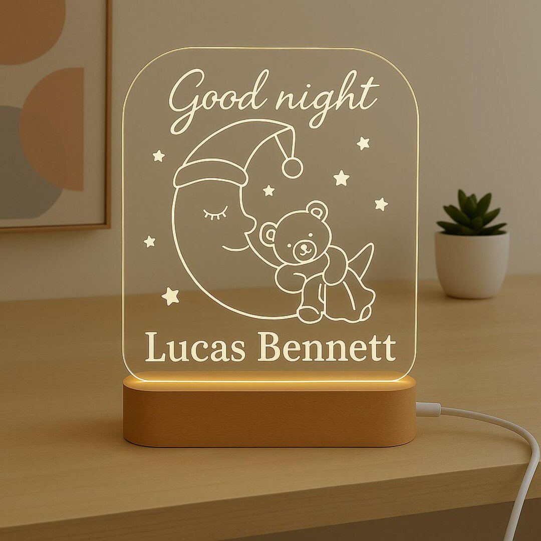 Good Night Custom Night Light Personalized LED Lamp With Engraved ...