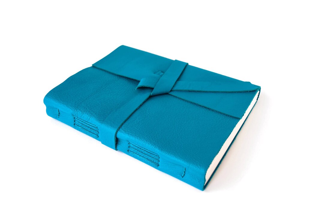 Teal Blue Leather Writing Journal Lined Paper, Blue Leather Journal ...