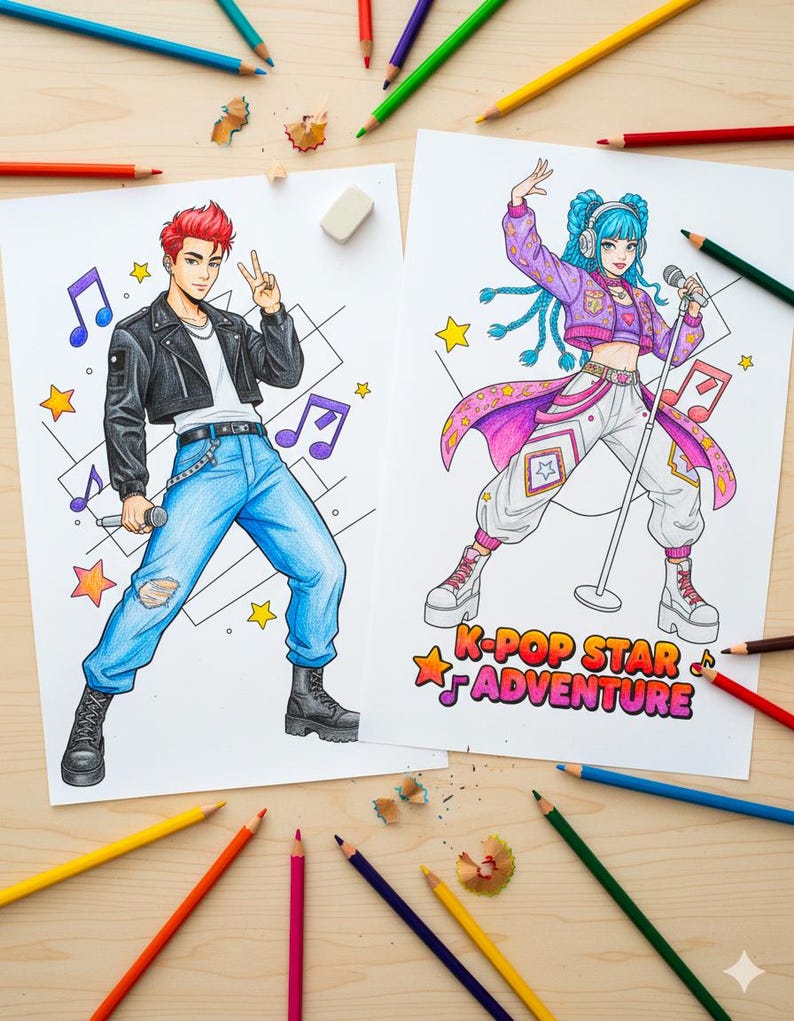 40 Kpop Coloring Pages | Anime Idol Fantasy | Action Manga Style ...