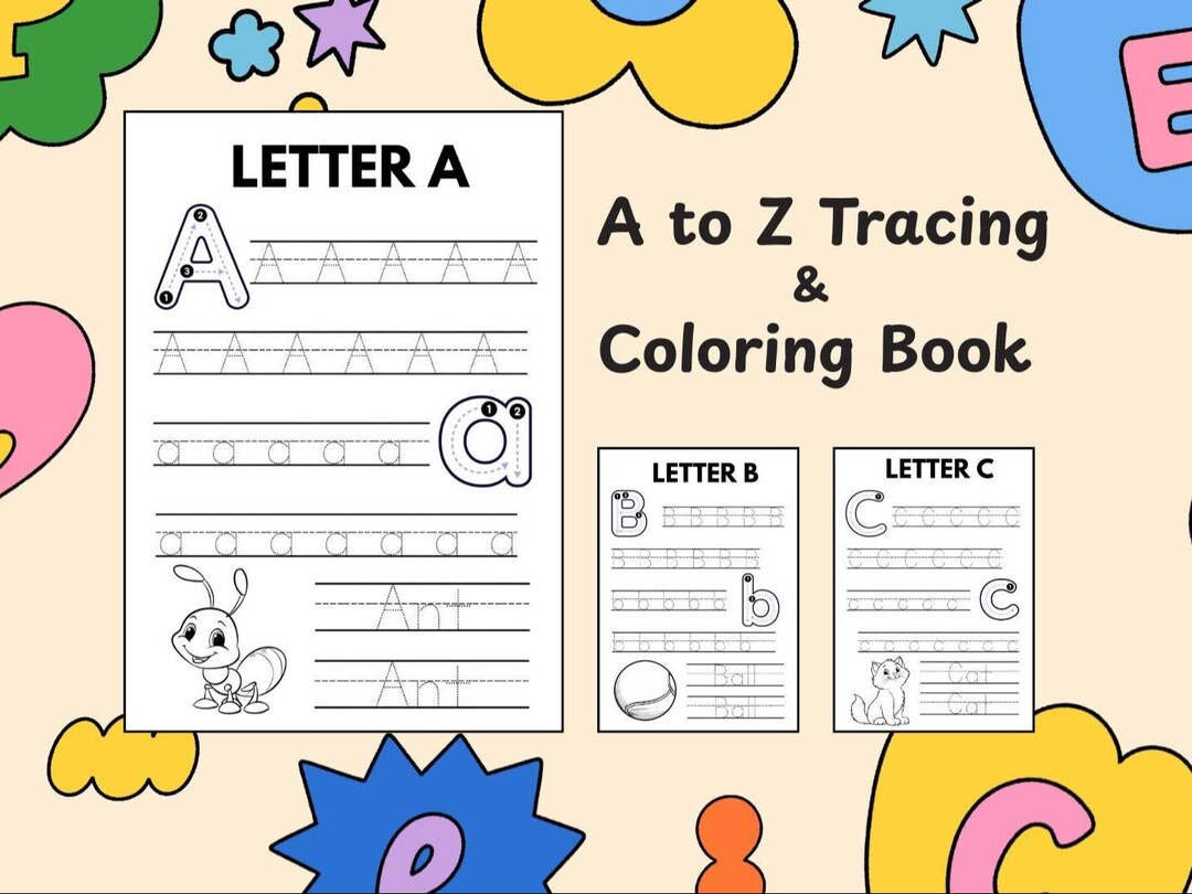 Alphabet Tracing & Coloring Book: A-Z Printable ABC Workbook (digital ...