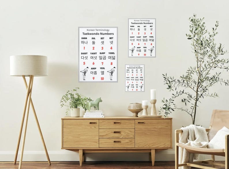 Korean Numbers 1–10 Printable Poster | Taekwondo Kids Wall Art | A3 PDF ...
