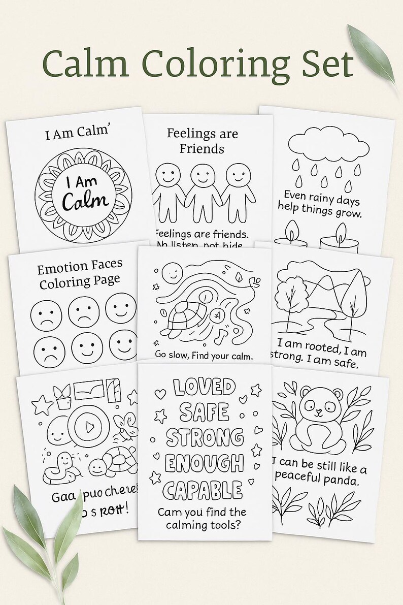 Calm Coloring Set – Printable Emotional Regulation & Mindfulness Pages ...