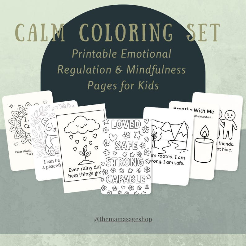 Calm Coloring Set – Printable Emotional Regulation & Mindfulness Pages ...