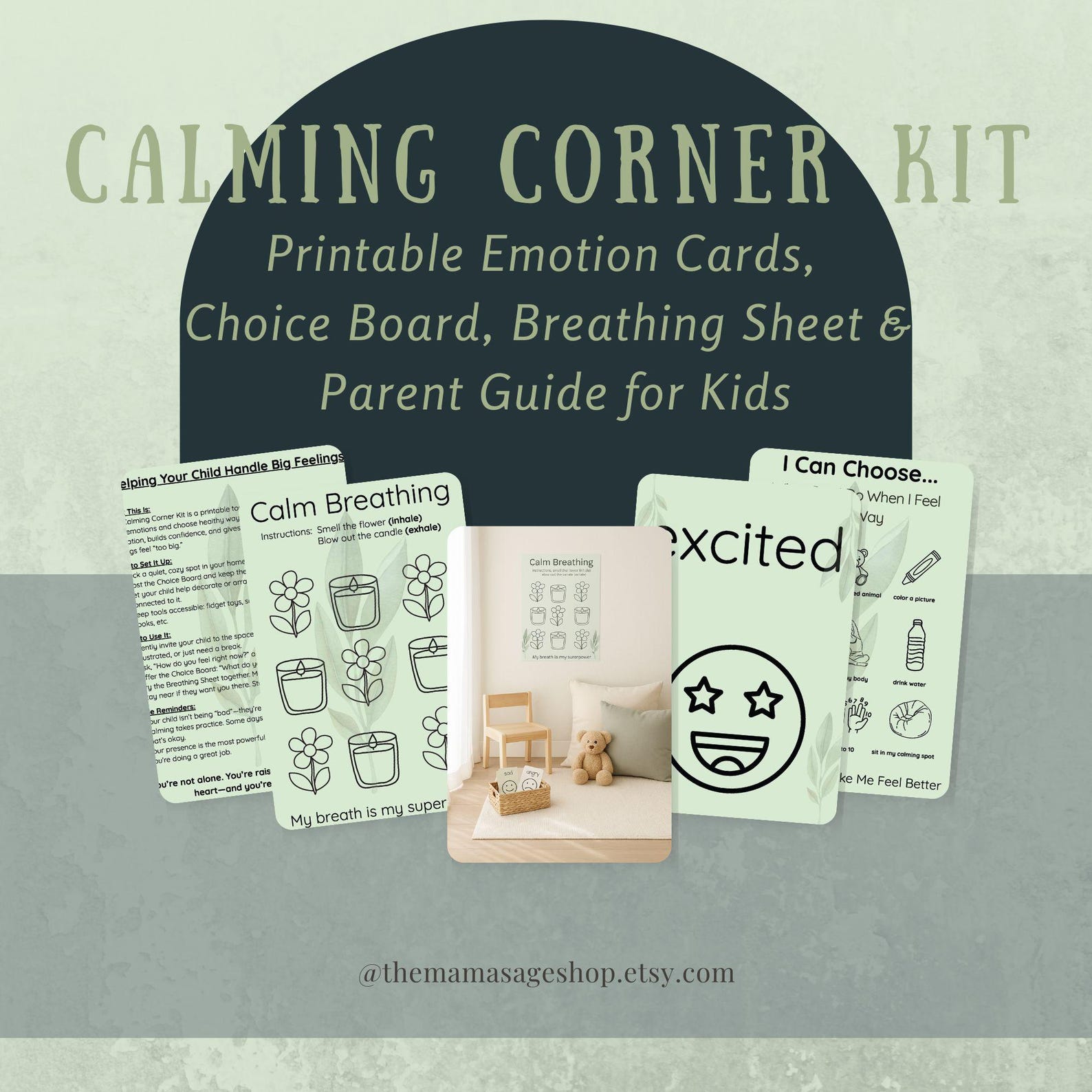 Calming Corner Kit – Printable Emotion Cards, Choice Board, Breathing ...
