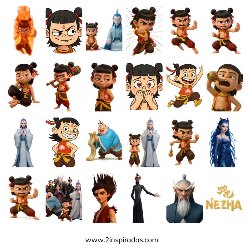 Ne Zha Clipart 30 Images Transparent Background | High Quality Nezha - Etsy