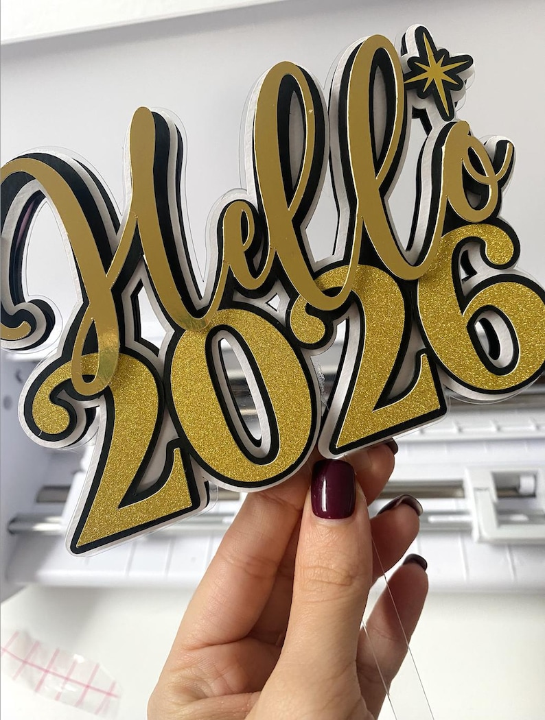 File Cake Topper 2026, Happy New Year, Christmas (cricut, Silhouette ...