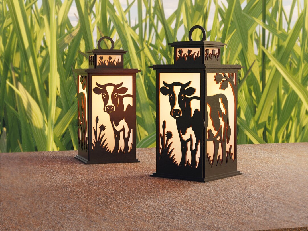 Cow Lantern – Laser Cut File | Cow SVG | Farm Animal Lantern Decor ...
