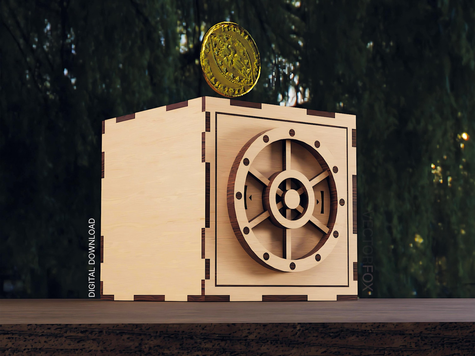 Vault Piggy Bank – Laser Cut File | Coin Bank SVG | Safe Box Money Box ...