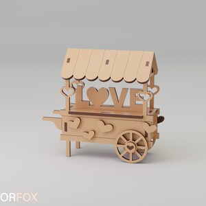 Valentine Love Cart SVG | Layered Wooden Heart Cart Laser Cut File ...