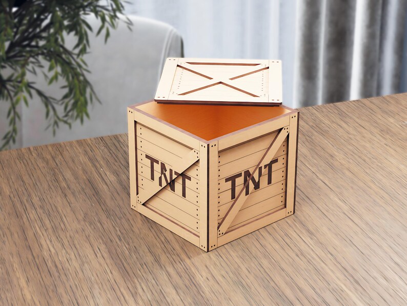 TNT Storage Box – Laser Cut File | Wooden Toy Box SVG | Gamer Room ...