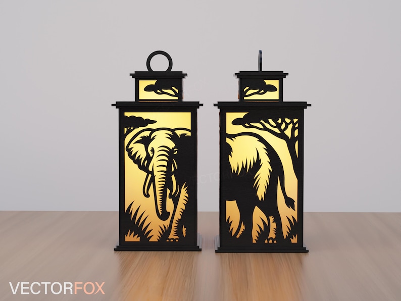 Elephant Lantern Laser Cut File | Safari Wildlife Tealight | African ...