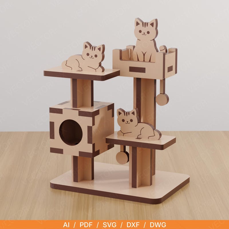 Cat Tree Tower Svg - Etsy