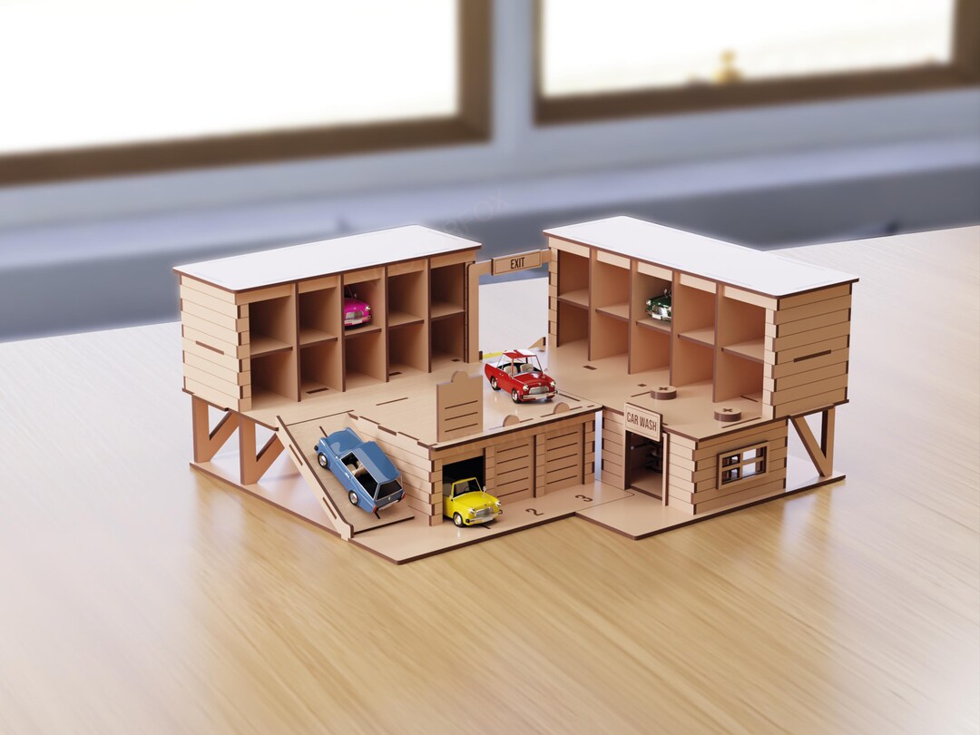 Laser Cut Toy Car Garage SVG – Double Level Hot Wheels Garage File ...