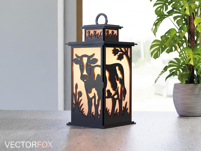 Cow Lantern – Laser Cut File | Cow SVG | Farm Animal Lantern Decor ...