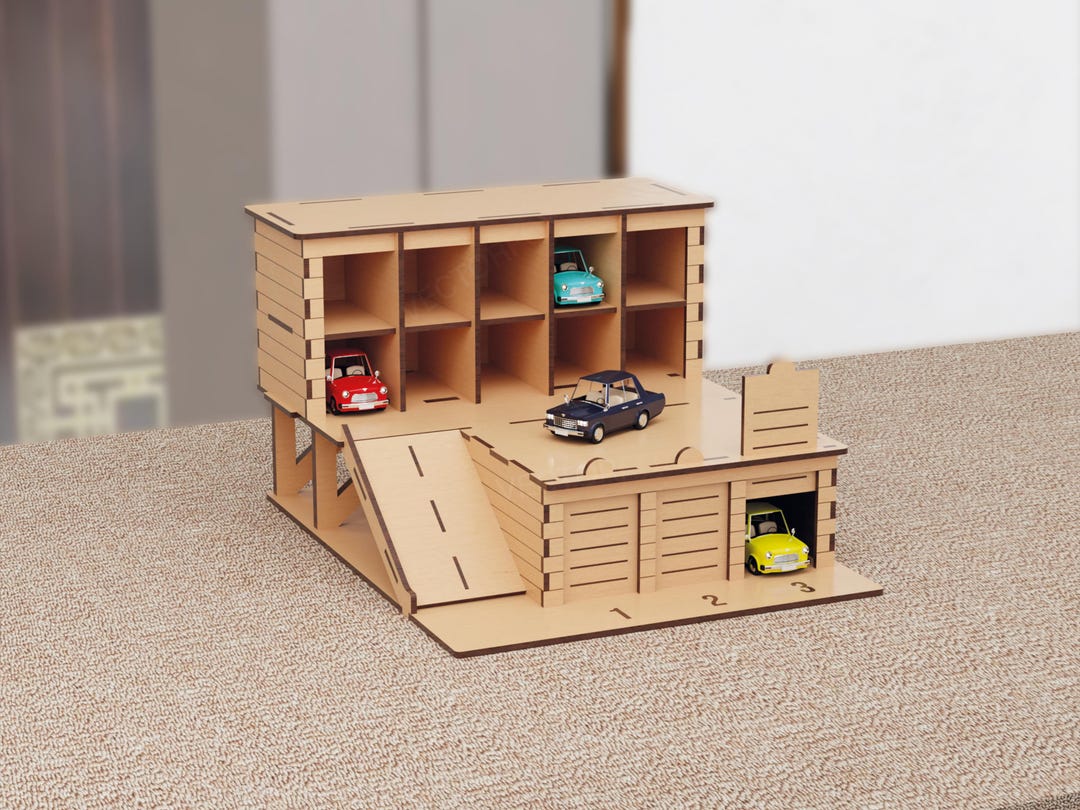 Laser Cut Toy Car Garage SVG – Double Level Hot Wheels Garage File ...