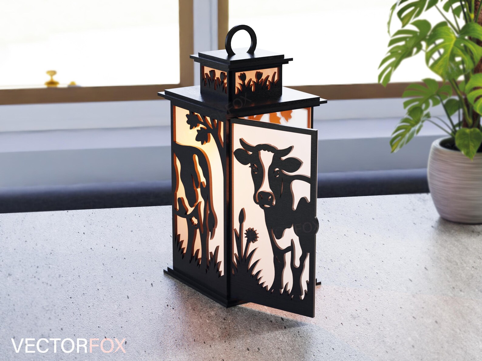 Cow Lantern – Laser Cut File | Cow SVG | Farm Animal Lantern Decor ...