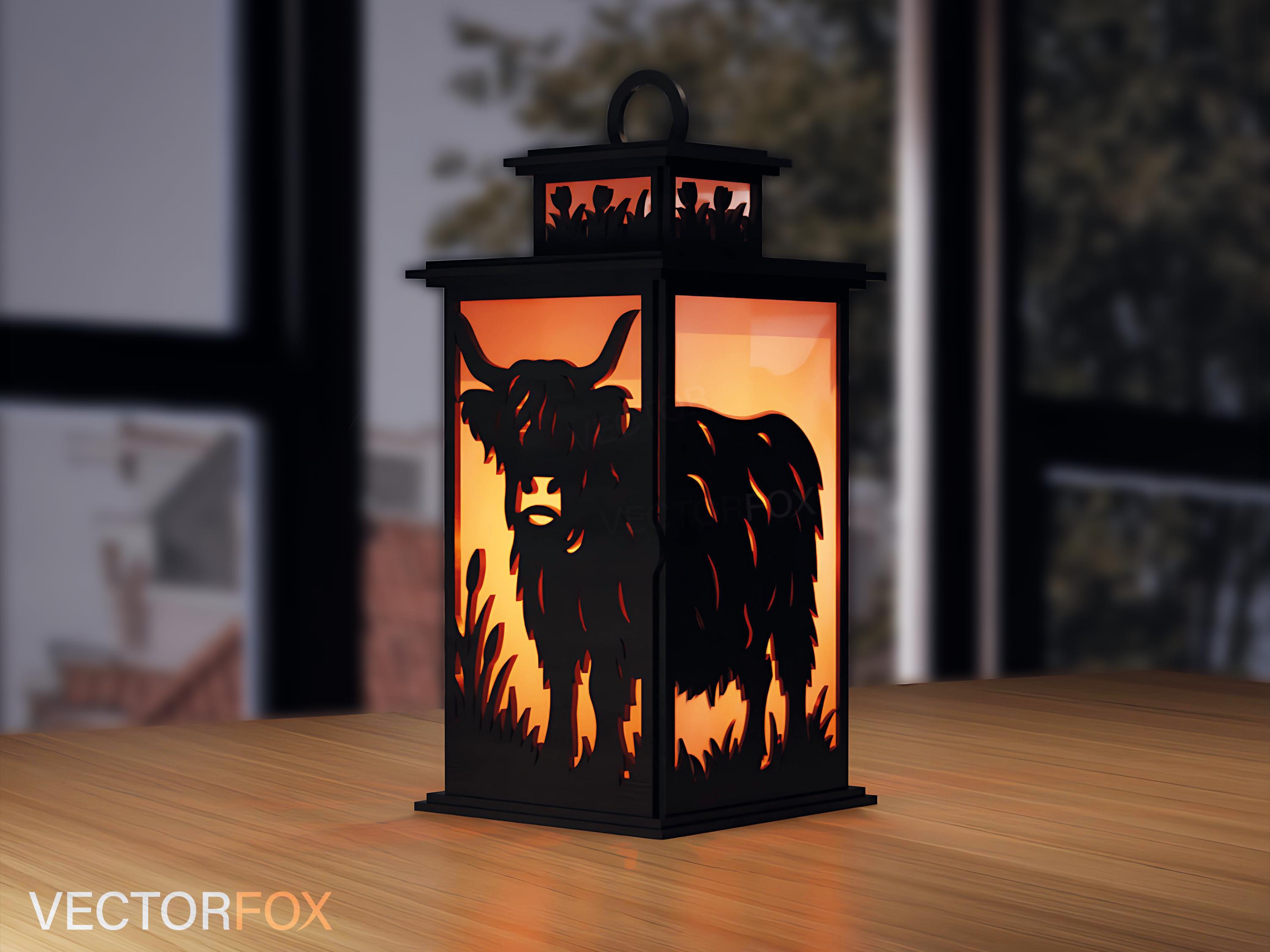 Highland Cow Lantern – Laser Cut File | Highland Cattle SVG | Farm ...