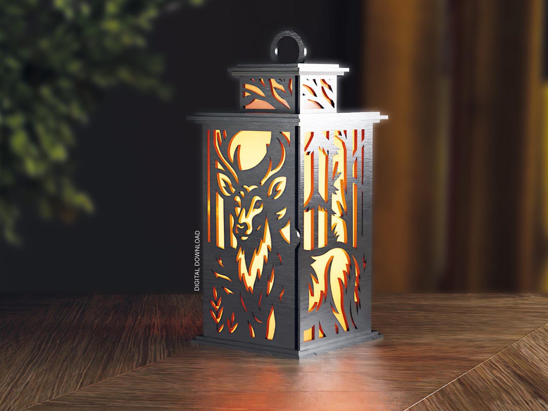 Stag Lantern – Laser Cut File | Deer SVG Lantern | Woodland Animal ...