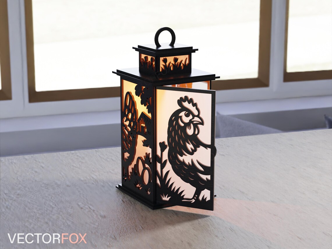 Chicken Lantern – Laser Cut File | Chicken SVG | Farmhouse Lantern ...
