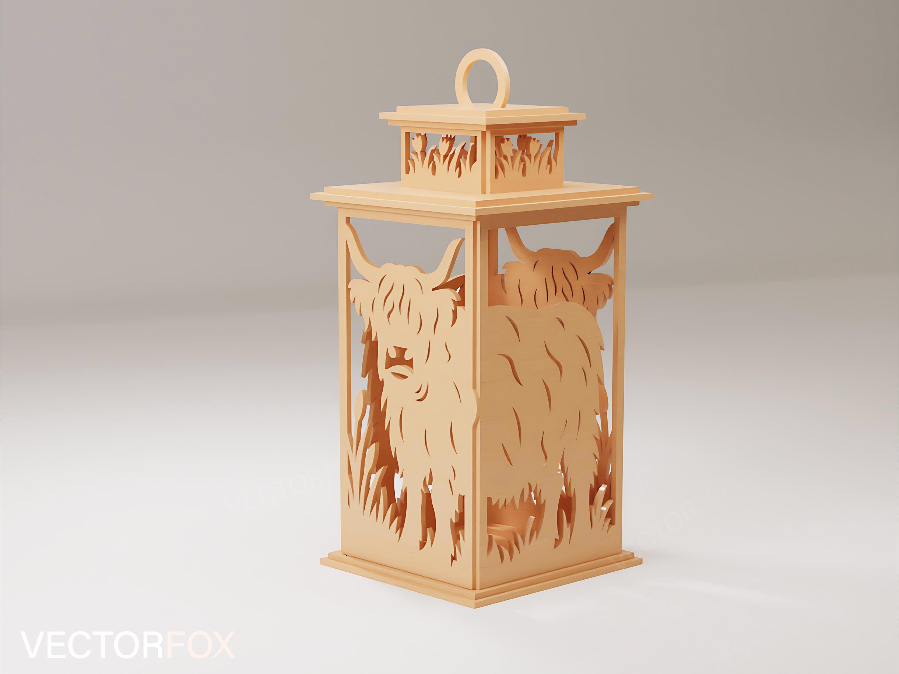 Highland Cow Lantern – Laser Cut File | Highland Cattle SVG | Farm ...