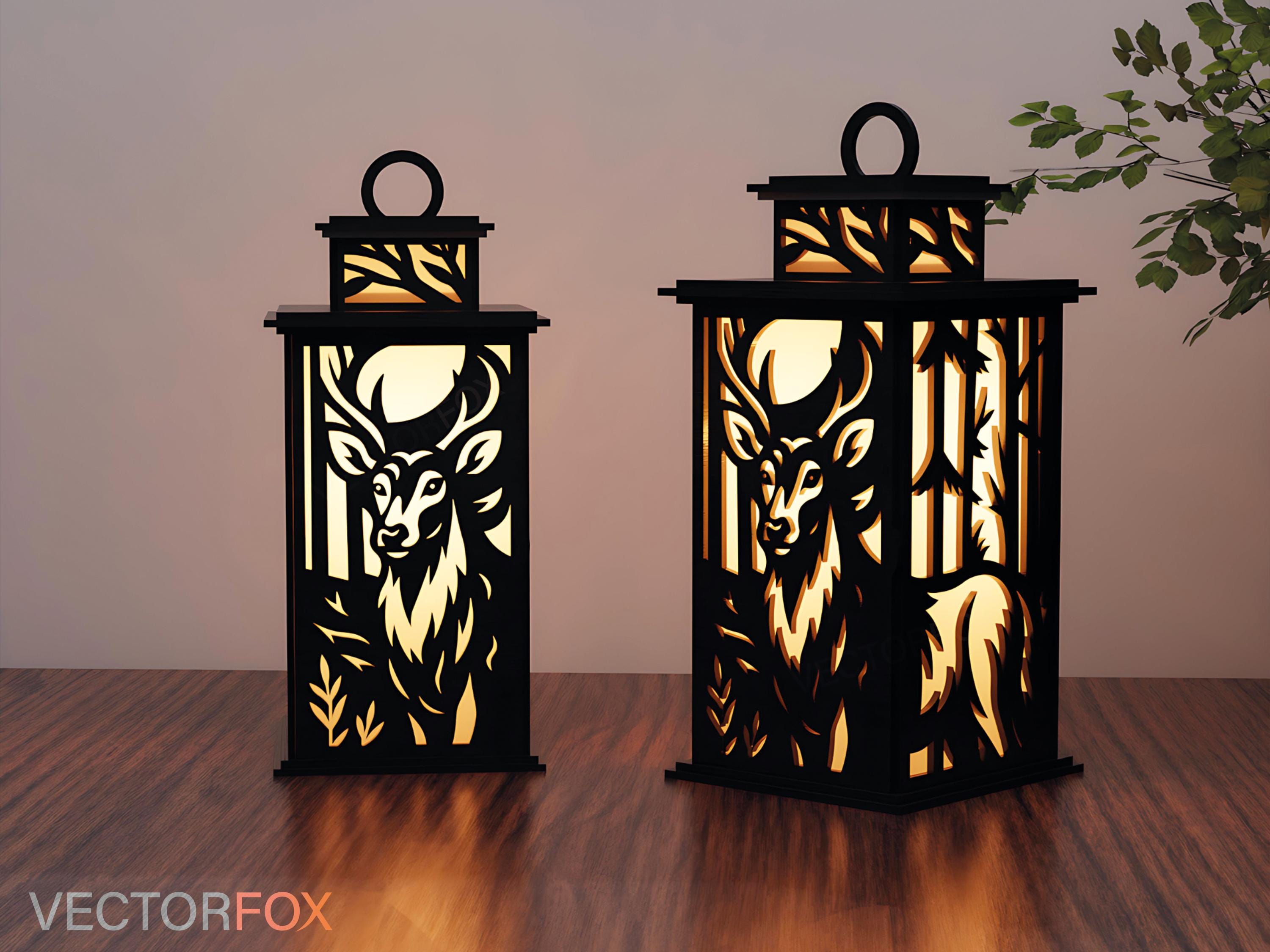 Stag Lantern – Laser Cut File | Deer SVG Lantern | Woodland Animal ...
