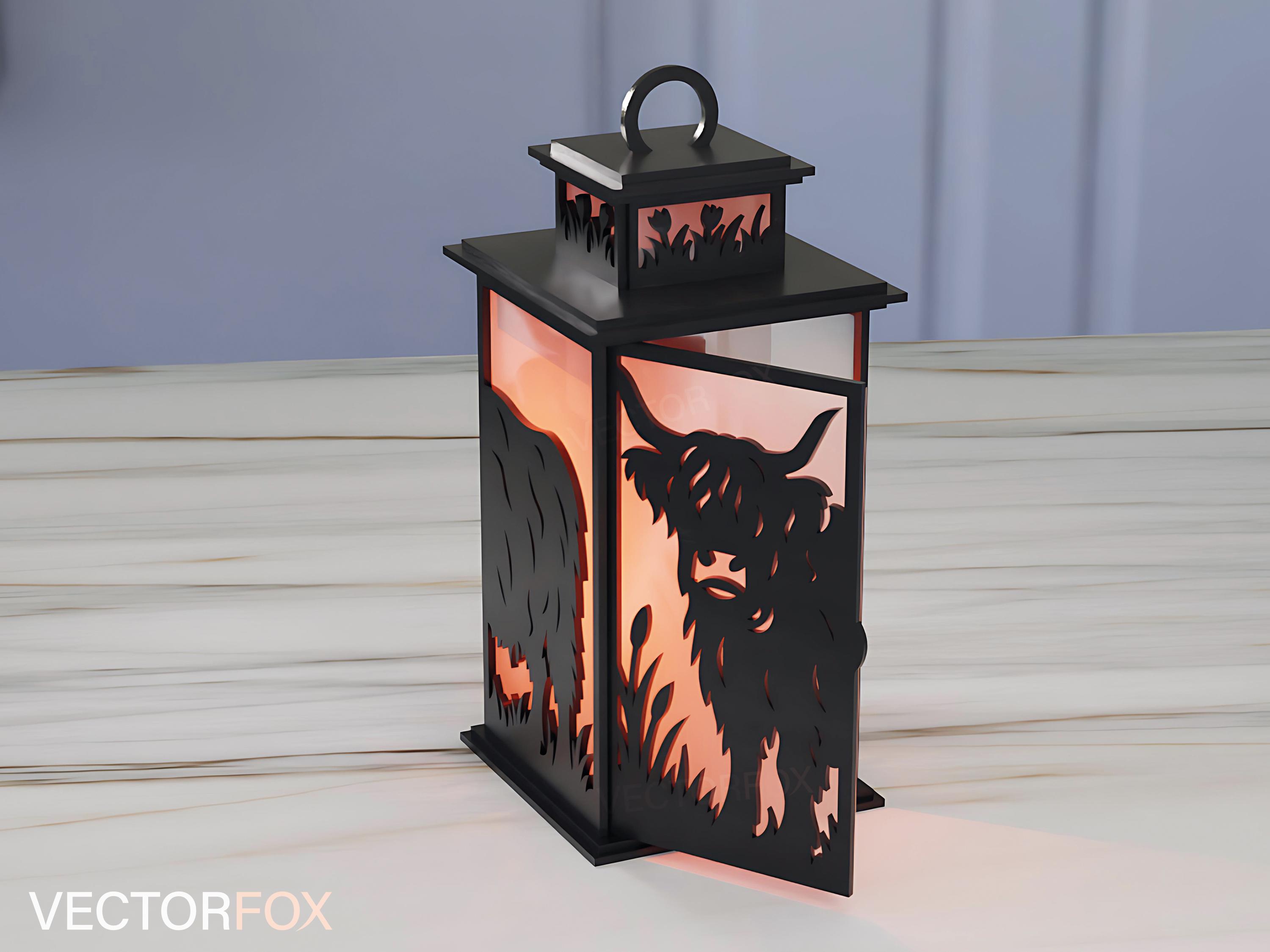 Highland Cow Lantern – Laser Cut File | Highland Cattle SVG | Farm ...