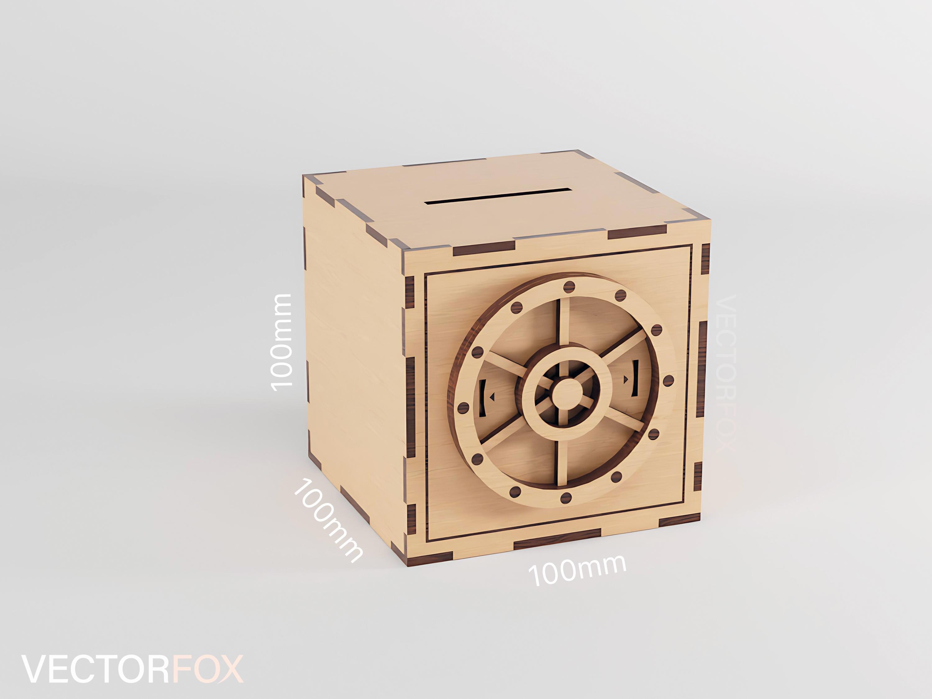 Vault Piggy Bank – Laser Cut File | Coin Bank SVG | Safe Box Money Box ...