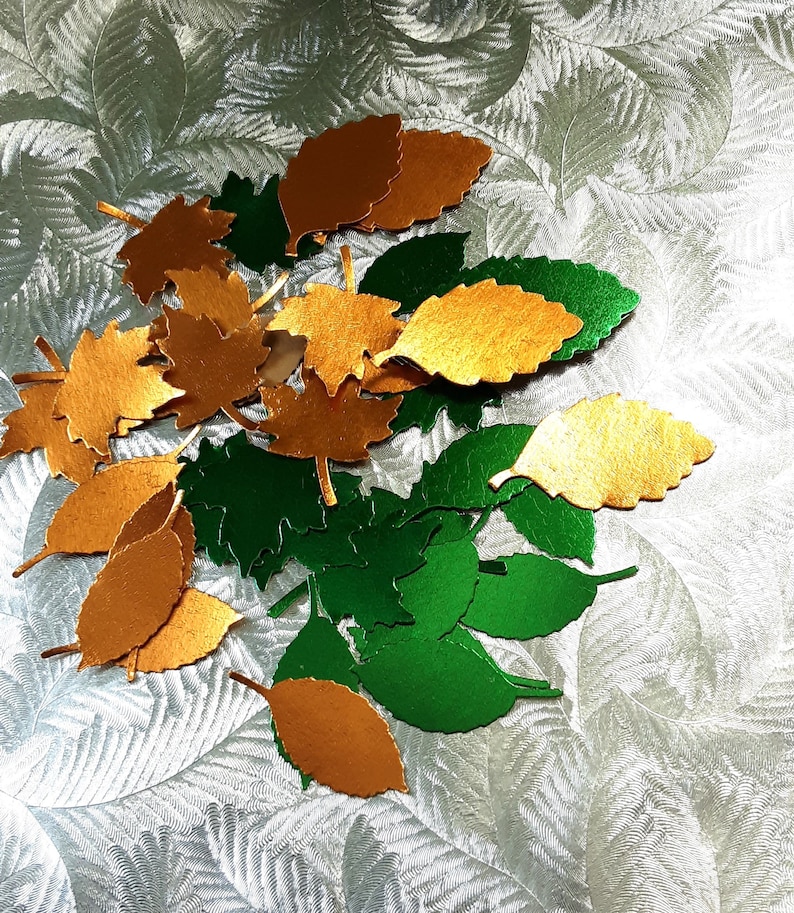 Foil Cardstock Leaves, Autumn Table Scatter, Scrapbooking ...