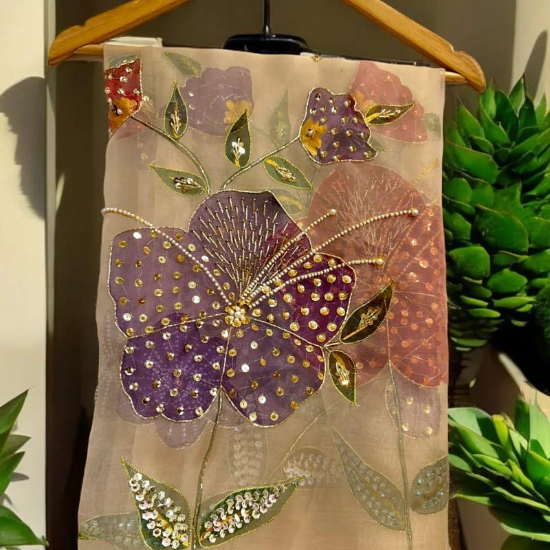 Hand Painted Dupatta Suit - Etsy