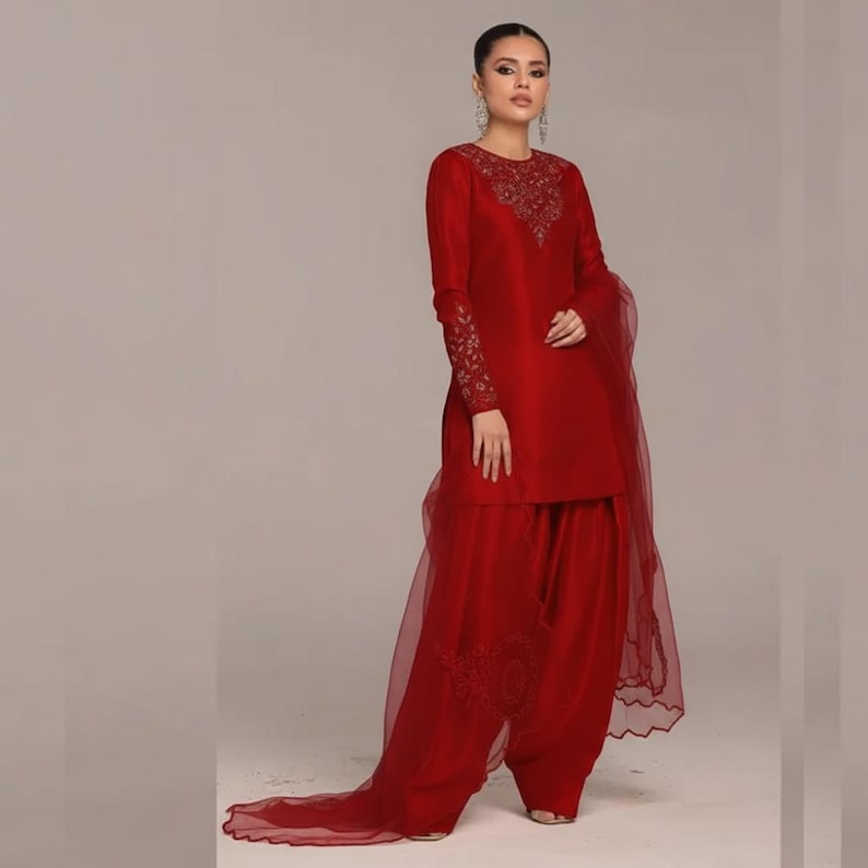 Farshi Shalwar Suit Pakistani Designer Silk Shalwar Kameez Embroidered ...