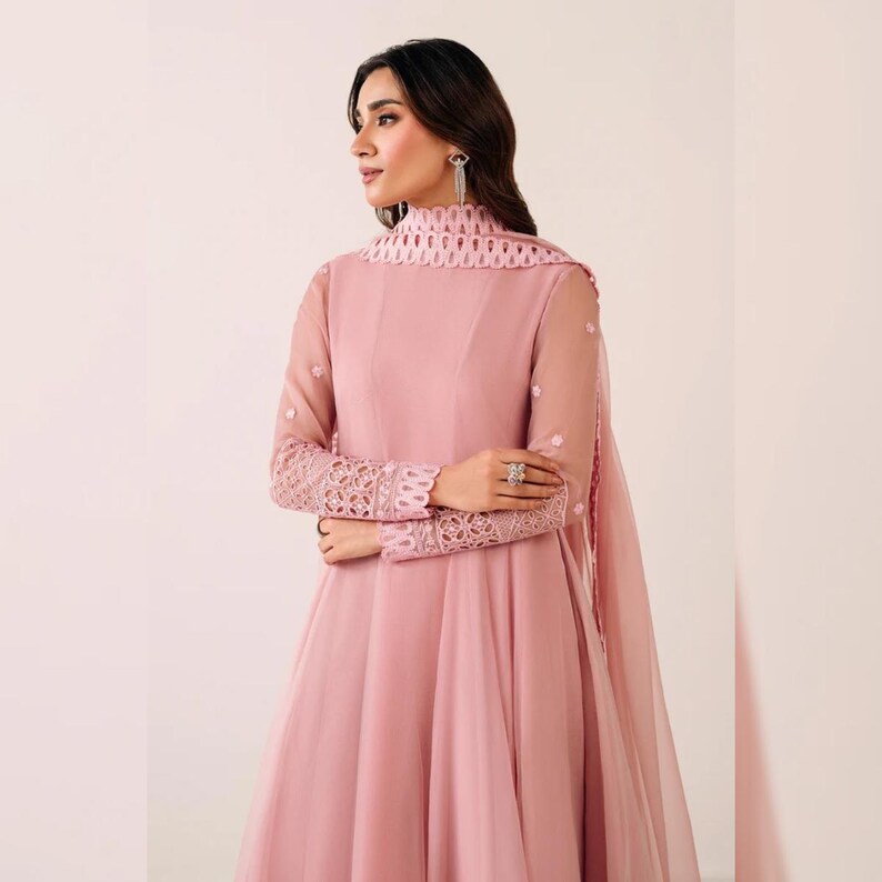 Pakistani Pishwas Dress | Raw Silk Formal Dress With Sequin Organza ...