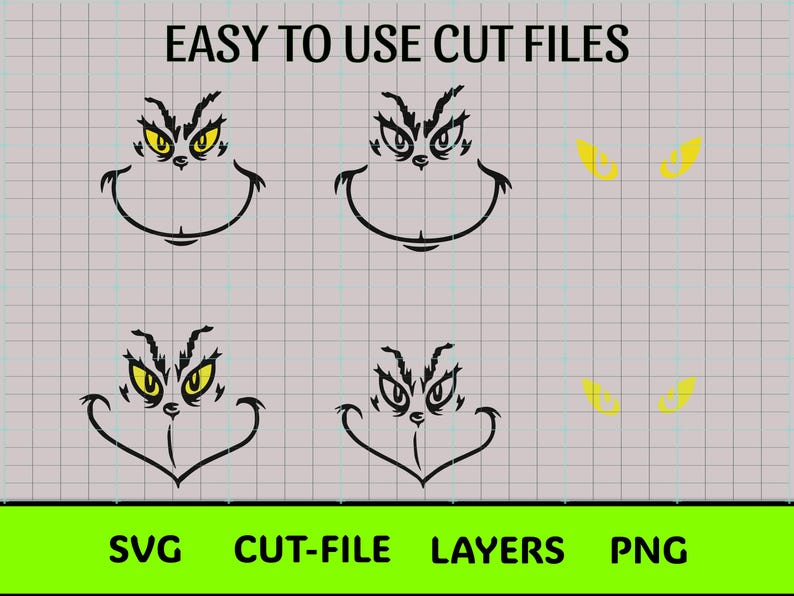 Grinch Face Outline SVG | Grinch Cut File | Christmas SVG | Cricut ...