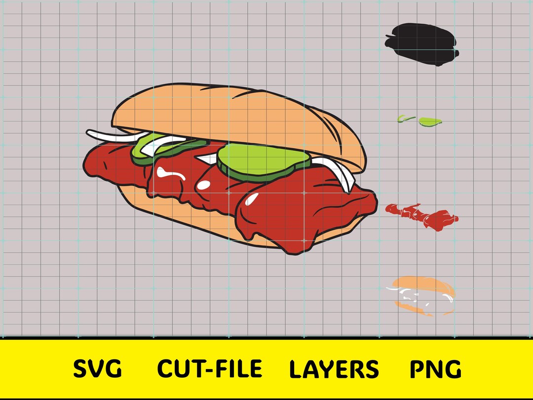 Pork Rib Sandwich SVG Layered Cut File | BBQ Rib Sandwich SVG | Fast ...