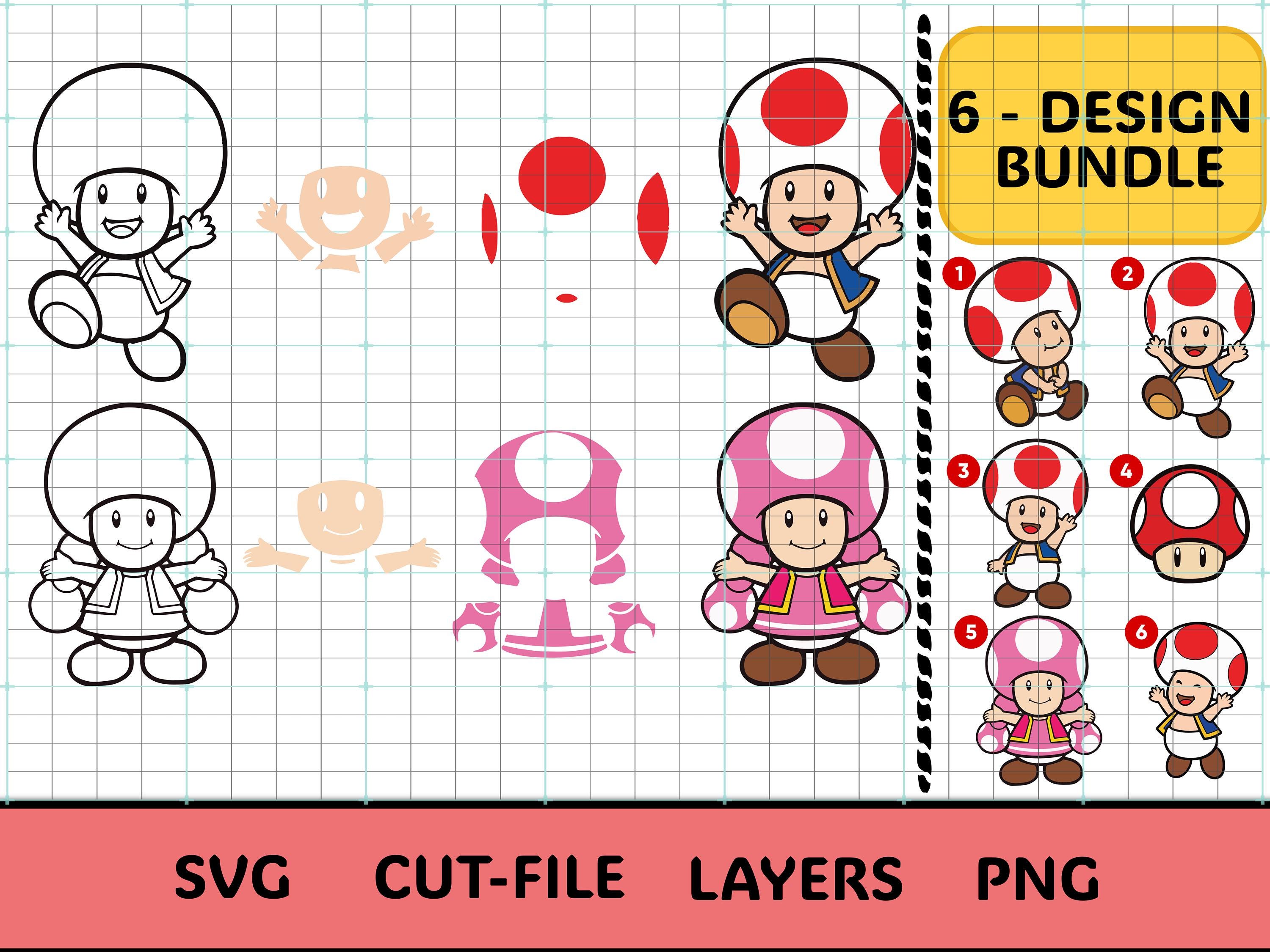 Layered Toad SVG Bundle: Kawaii Game Character Cut Files (PNG + SVG) - Etsy