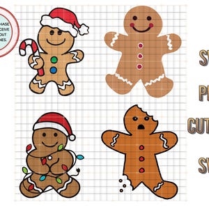 Gingerbread Man SVG Bundle: 4 Christmas Cookie Cut Files (digital ...