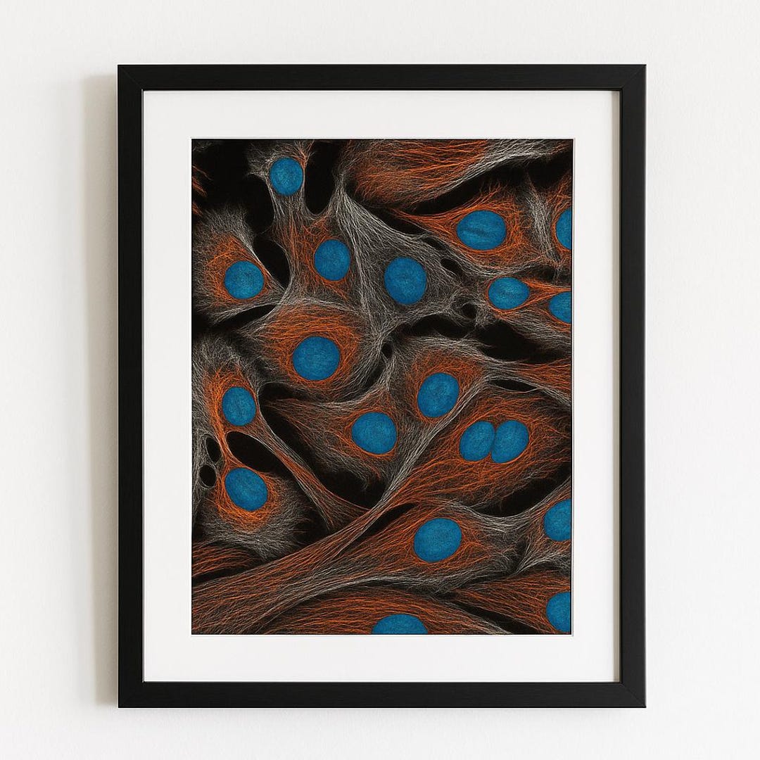Microscopic Cell Art – Fluorescence Print of Cells, Biology Decor ...