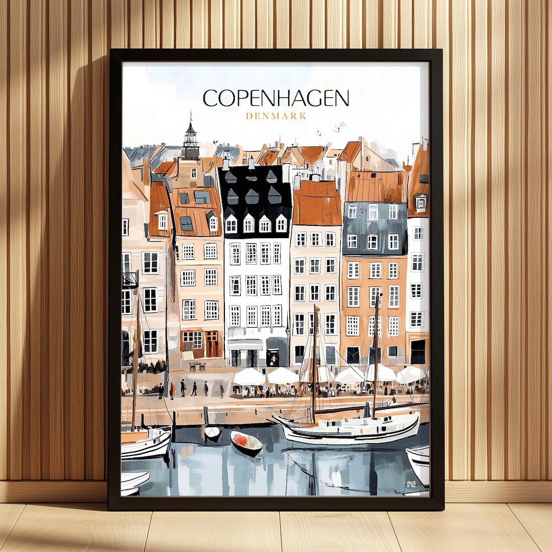 Copenhagen Wall Art - Nyhavn Harbor Print - Scandinavian Travel Poster ...