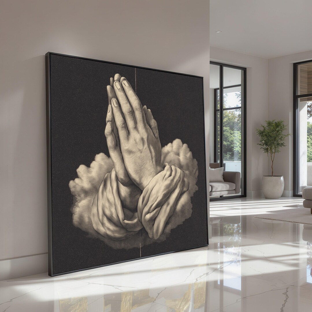 Praying Hands Canvas Wall Art, Spiritual Religious Decor, Vintage ...