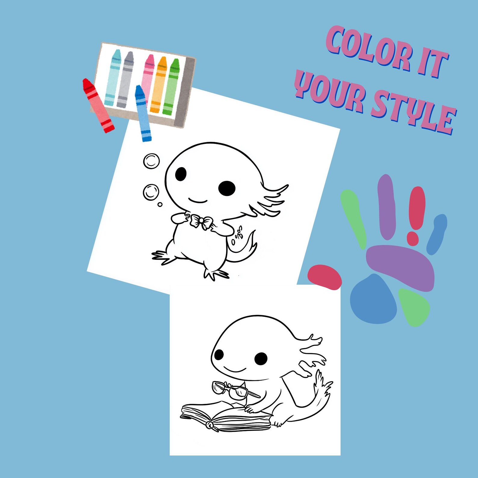 20 Cute Axolotl Coloring Pages for Kids & Adults – Kawaii Axolotl PDF ...