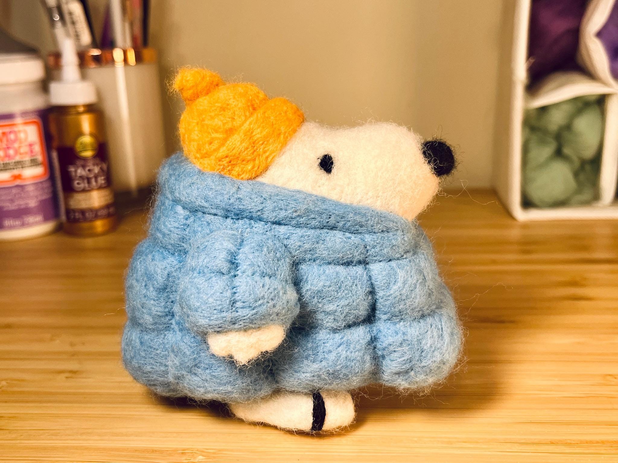 Needle Felted Puffer Jacket Snoopy - Etsy