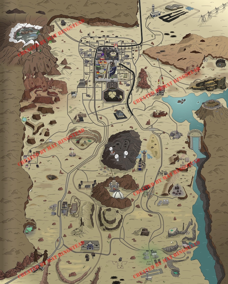 Fallout New Vegas Cartoon Map - DIGITAL DOWNLOAD - Etsy