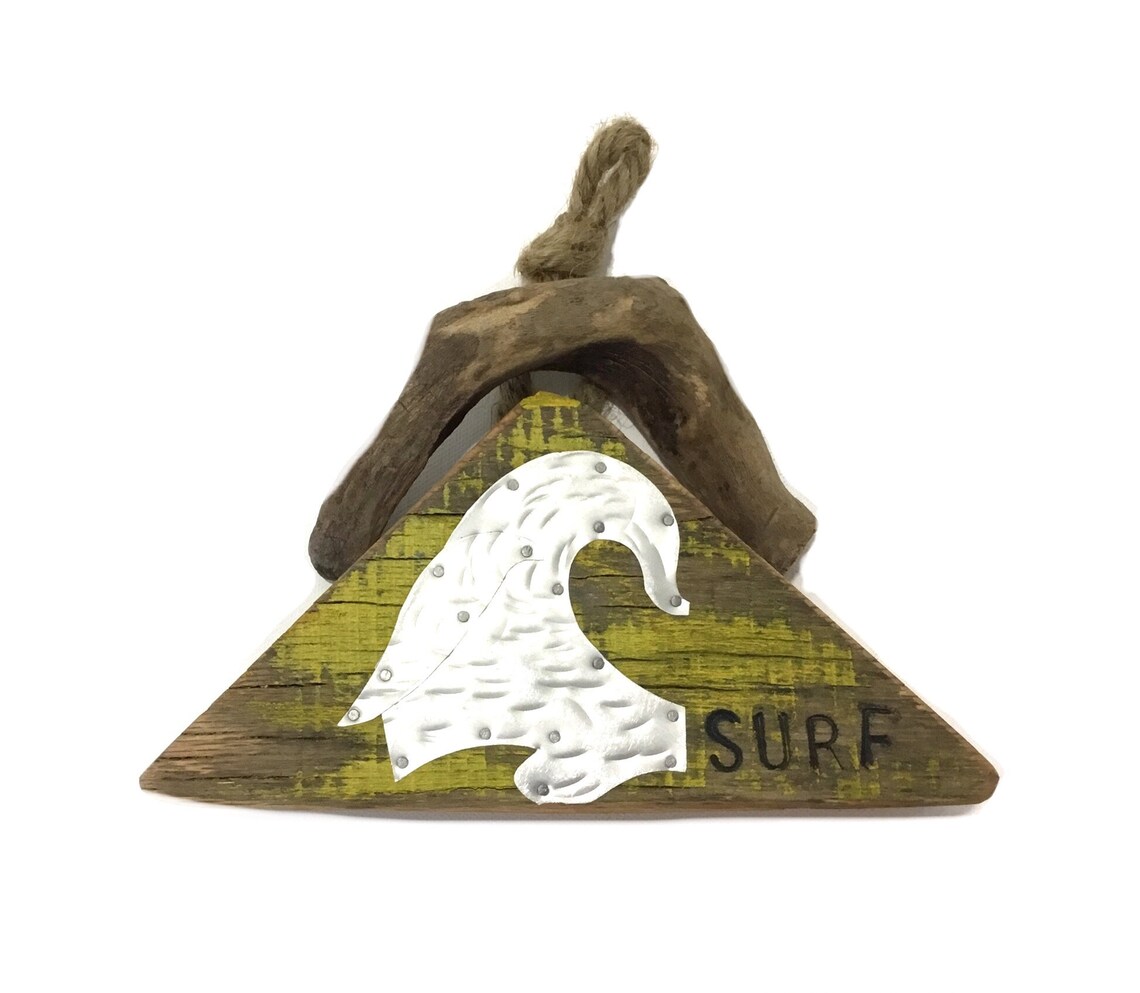 Surf Waves Reclaimed Wood Ooak-original Art Beach Sign - Etsy