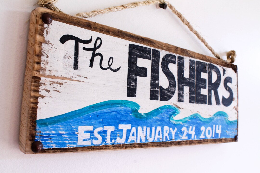 Family Name Beach Sign Personalized on Reclaimed Wood Wedding Decor ...