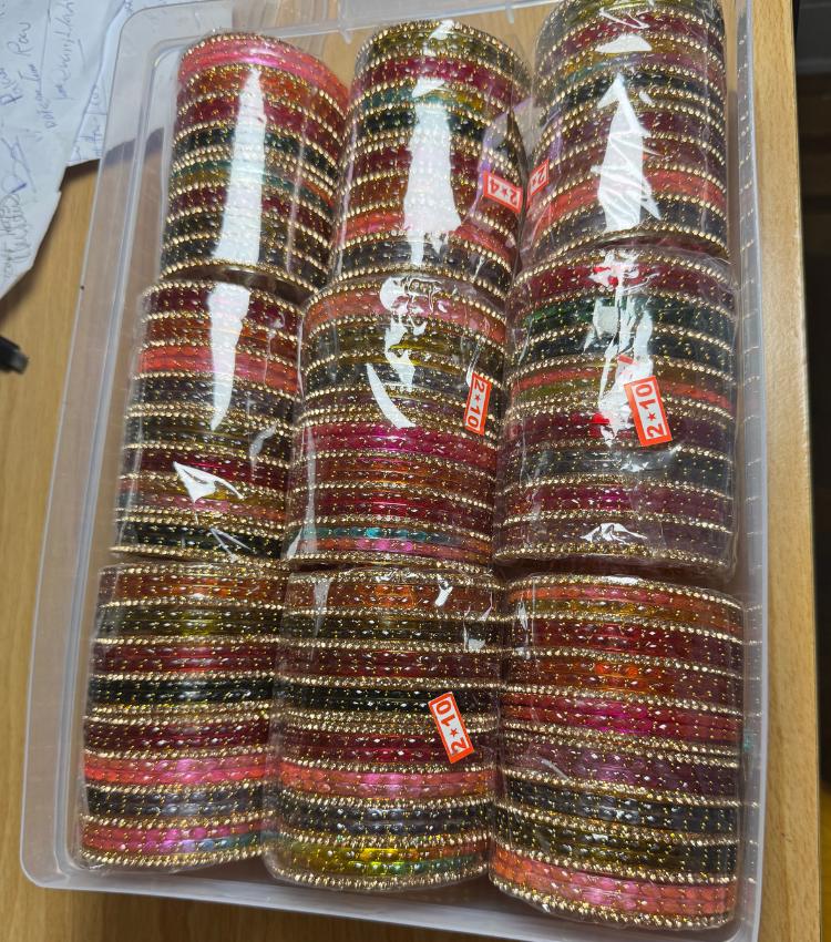 Raindrop Glass Bangle Set: Indian Wedding Jewelry, Gold Detail (26-pcs ...