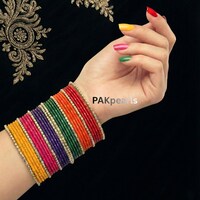 Multi Color Layered Bangles, Wood Metal and Bright Decorated Enamel ...