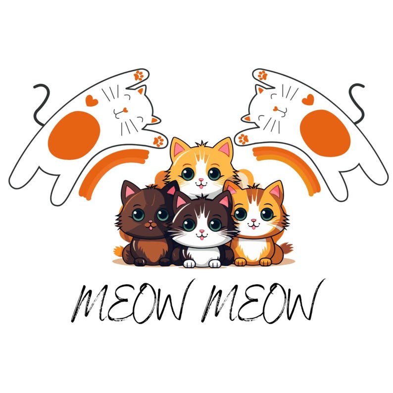 Cute Chibi Cats Digital Art - Meow Meow Illustration for Prints ...