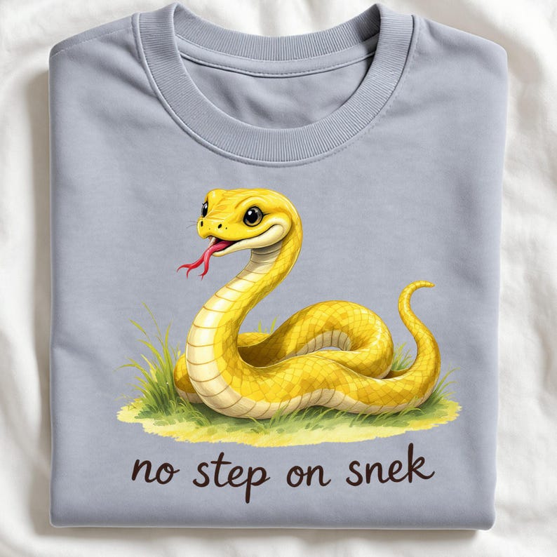 Cute “No Step on Snek” Snake Clipart, Funny Cartoon Reptile PNG ...