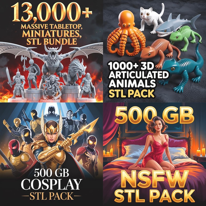 500,000+ 3D Model STL Files: Mega Pack for 3D Printing (Instant ...