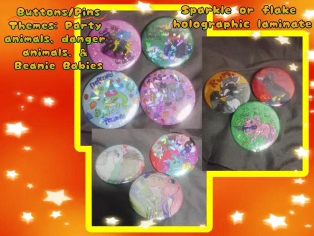 Themed 2.25" Button Pins- Silly Party Animals, Dangerous Knife Animals ...