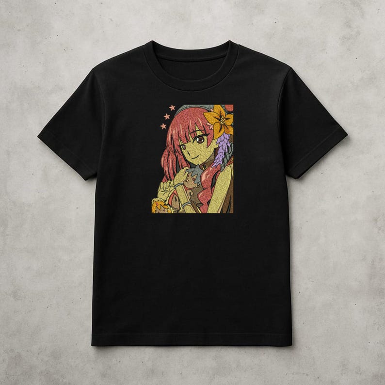 Anime Girl Embroidery Design – Kawaii Floral Character Digital File ...